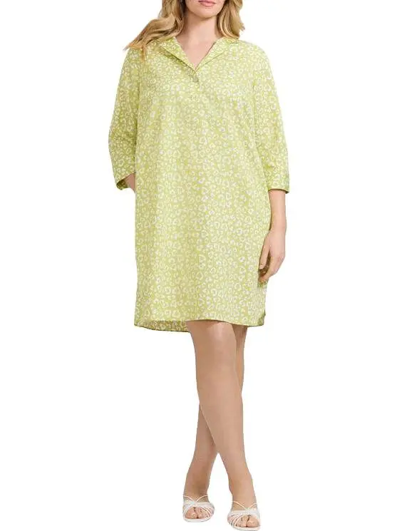 Foxcroft Sloane Leopard Print Shirtdress - Chartreuse Multi