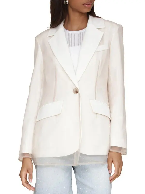 Avec Les Filles Sheer Overlay Blazer - Off White Taupe