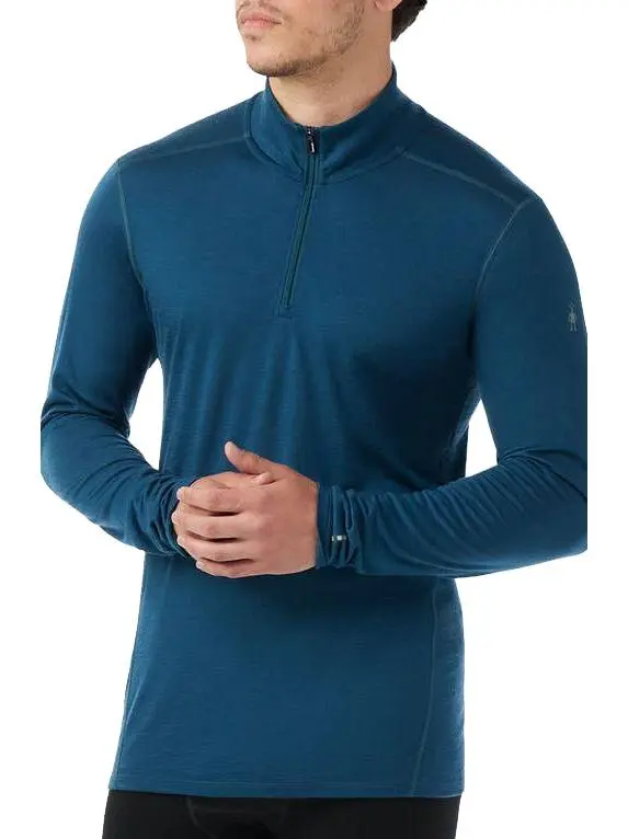 Smartwool Classic All Season Merino Wool Blend Quarter Zip Base Layer - Twilight Blue