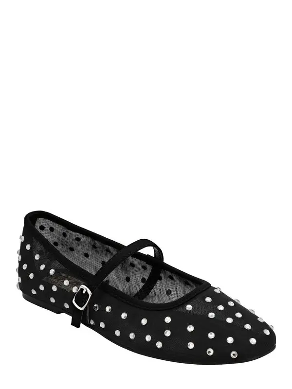 Mia Kerra Rhinestone Stud Ballet Flat - Black