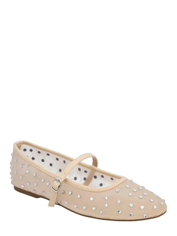 Mia Kerra Rhinestone Stud Ballet Flat - Natural