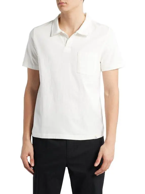 MERZ B. SCHWANEN Classic Organic Cotton Jersey Polo With Pocket - White