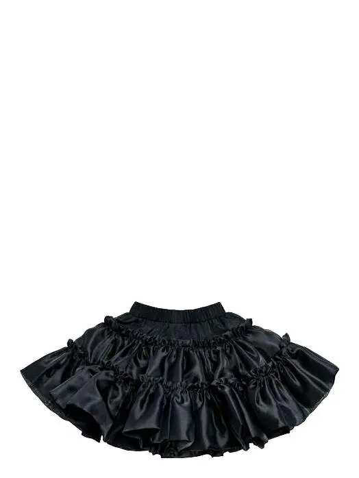 MIMI TUTU Frilled Satin Skort - Black