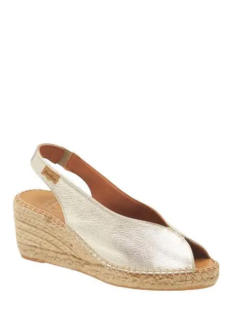 TONI PONS Laila Peep Toe Wedge Espadrille - Platinum