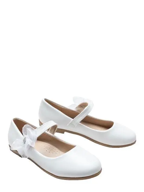 TULLEEN Haile Rhinestone Flower Flats - White