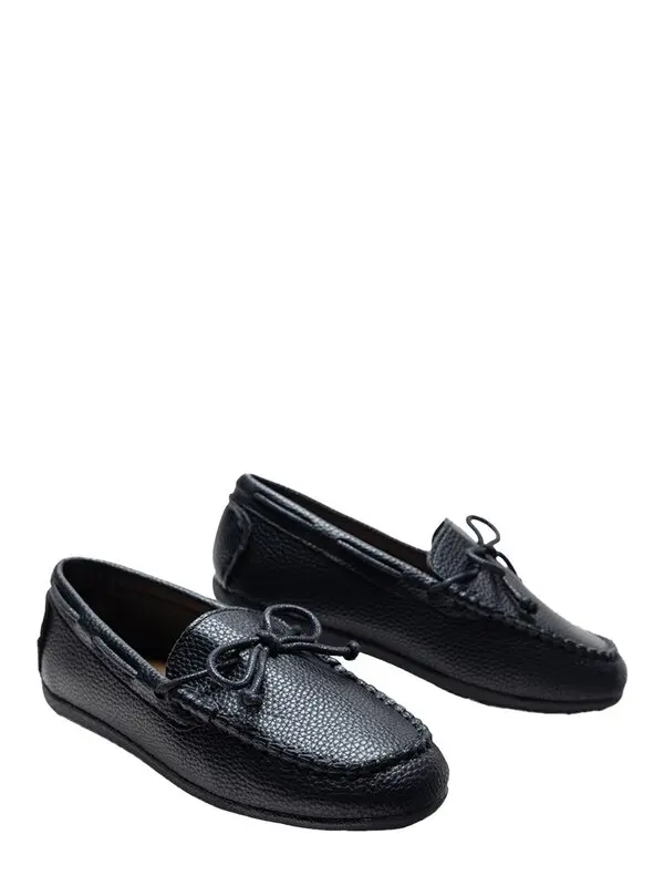 MOUSTACHE Leather Moccasin Loafers - Black