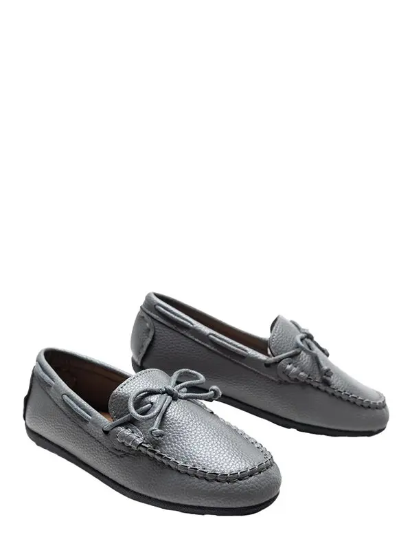 MOUSTACHE Leather Moccasin Loafers - Gray