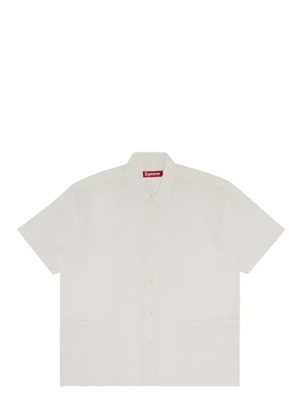 Supreme Mesh Panel Linen Short-sleeve Shirt - White
