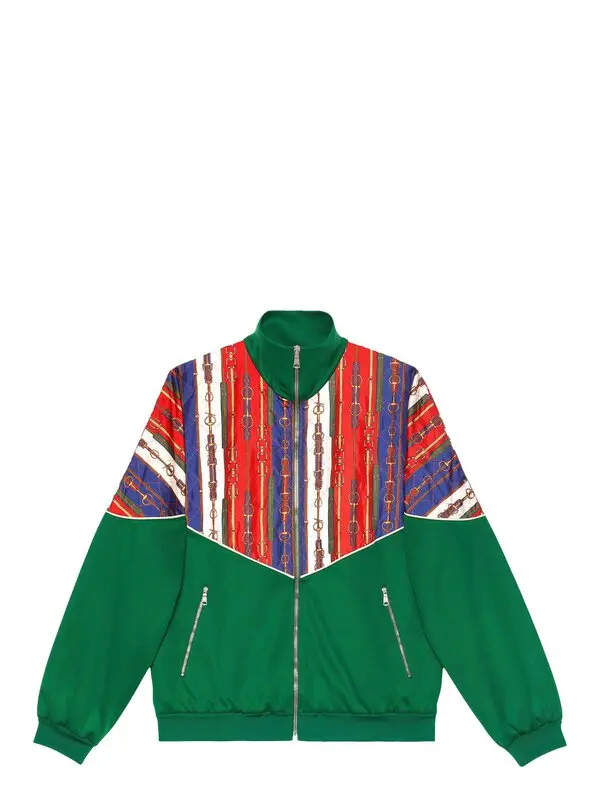Gucci Belts Print Oversize Bi-material Jacket - Green