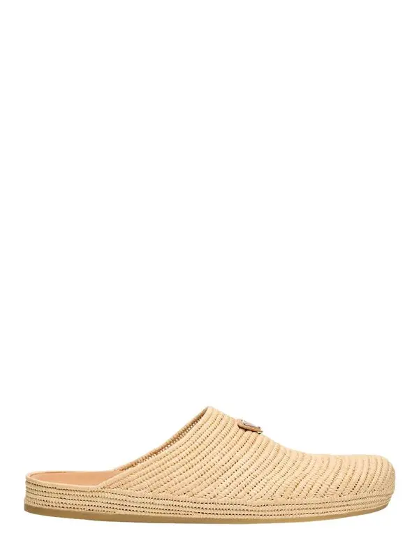 Prada Crochet Raffia Mules - Natural