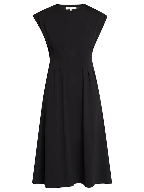 FRAME Jersey Nipped Midi Dress - Black