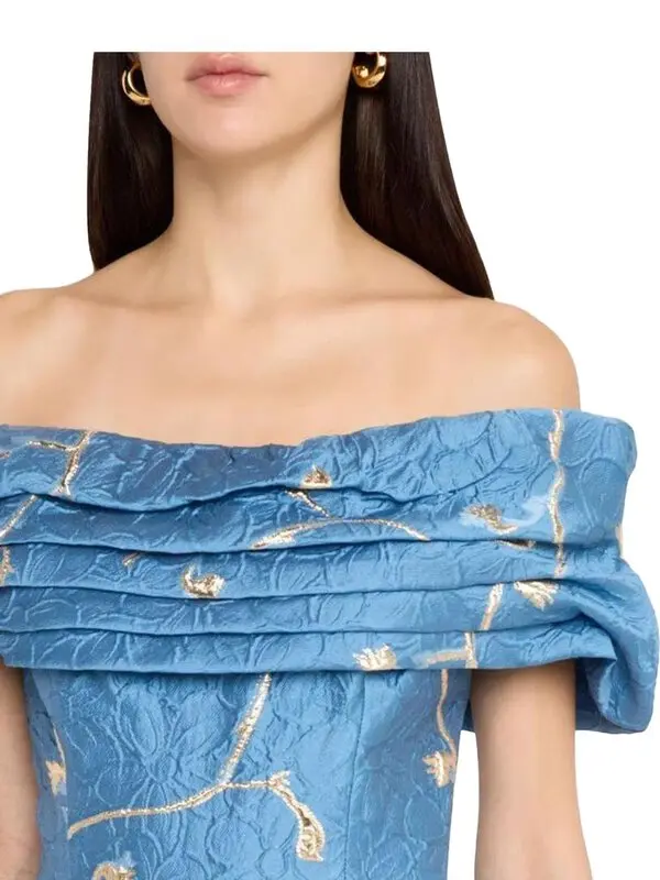 Rickie Freeman For Teri Jon Off-shoulder Gown - Slate Mult