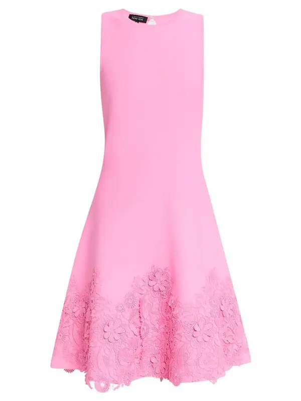Rickie Freeman For Teri Jon Lace-trimmed Knit Dress - Carnation Pink
