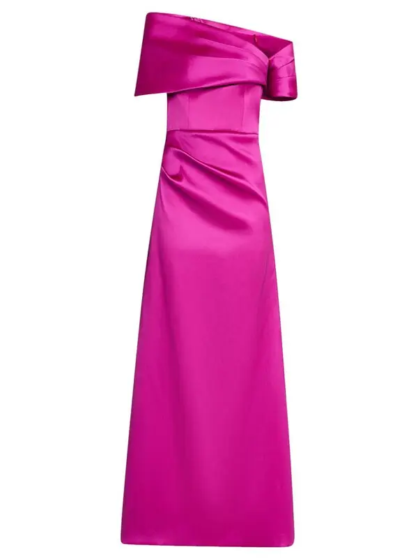 Rickie Freeman For Teri Jon Pleated One-shoulder Gown - Raspberry