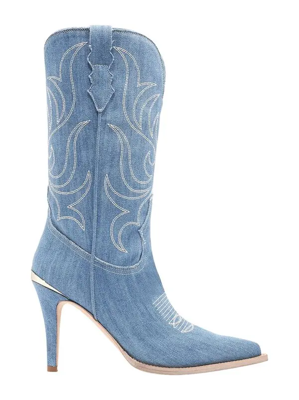 Partlow Cherie Denim Western Mid Boots - Blue