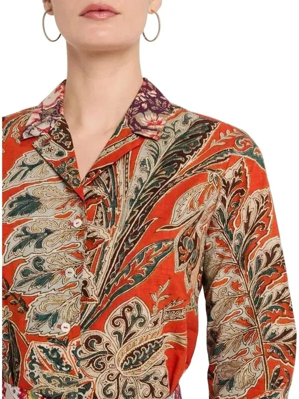 PIERRE-LOUIS MASCIA Floral-print Cotton Midi Shirtdress - Orange Multi