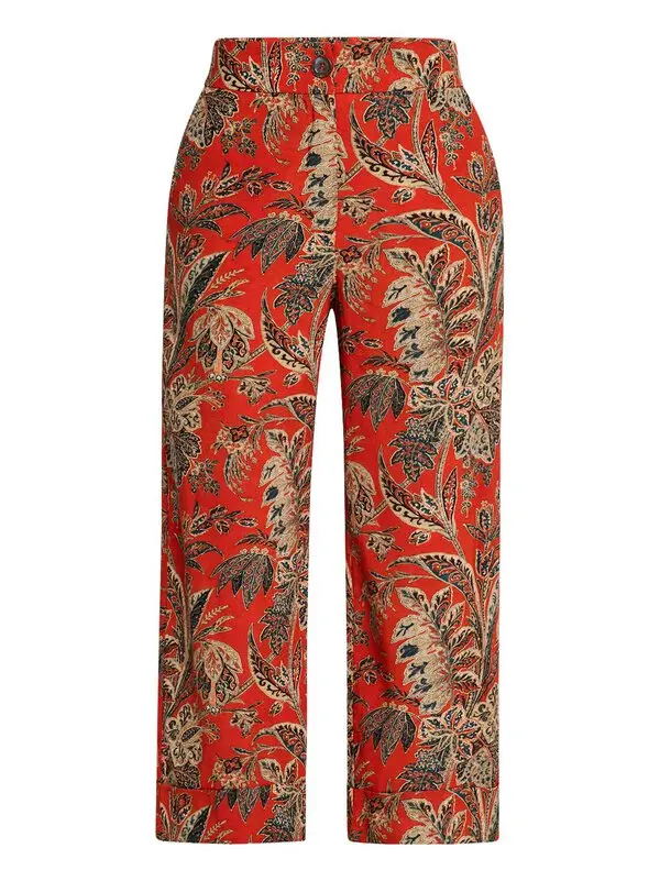 PIERRE-LOUIS MASCIA Cropped Floral-print Pants - Orange Multi