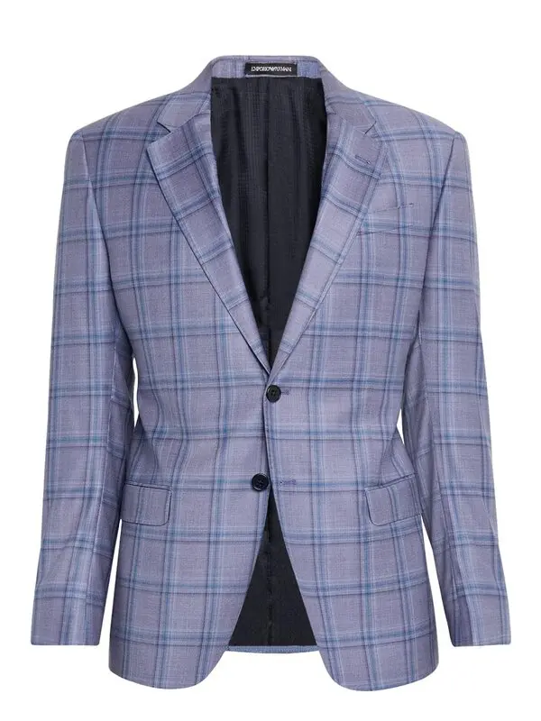 Emporio Armani Oversized Plaid Sport Coat - Purple