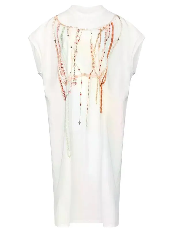 MAISON MARGIELA Bead Detailing Maxi T-shirt Dress - White