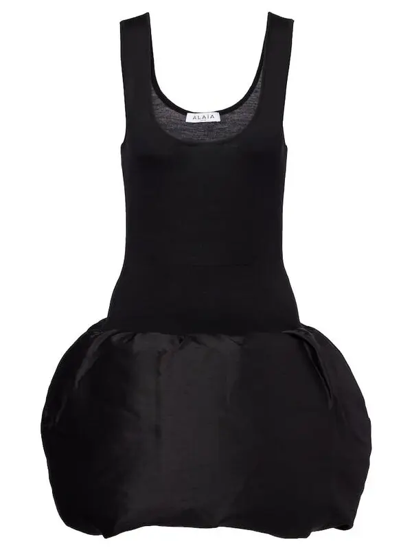 Alaïa Down-paneled Wool-blend Minidress - Black