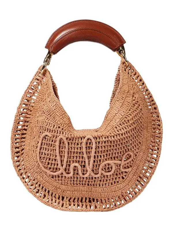 Chloé Raffia-effect Shoulder Bag - Brown