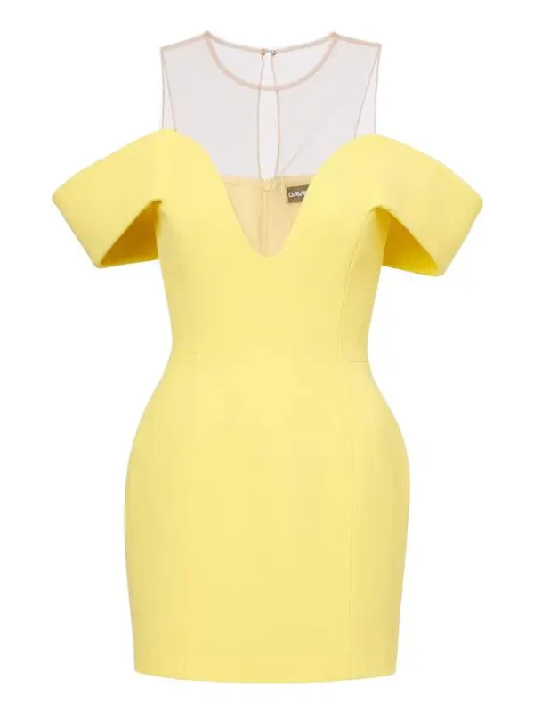 David Koma Off-shoulder Wool Crêpe Minidress - Yellow
