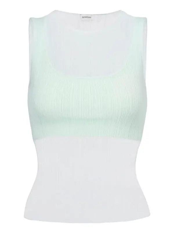 Simkhai Oakley Plisse Tank Top - Green