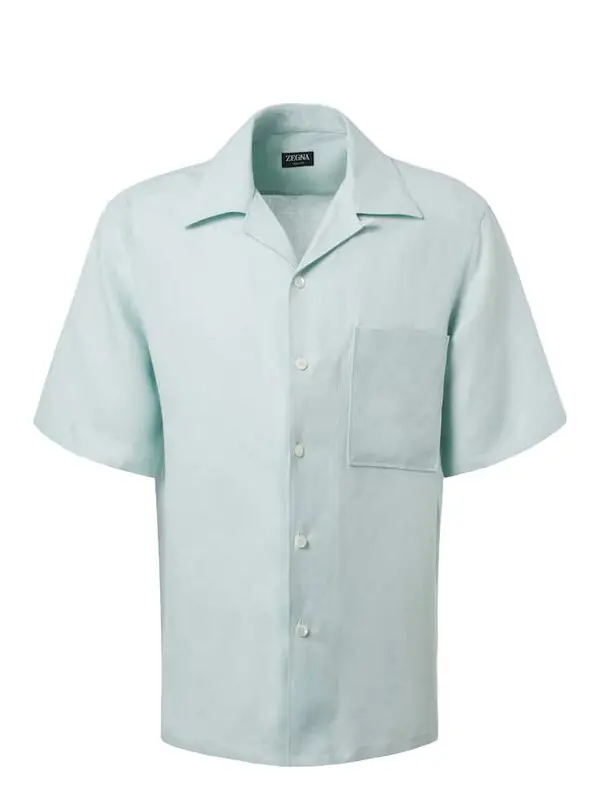 Zegna Linen Bowling Shirt - Blue