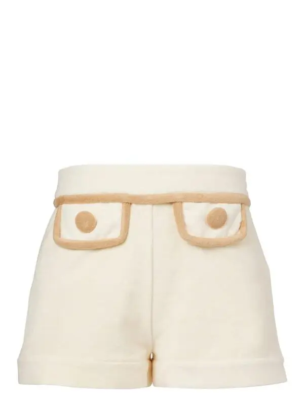 ADRIANA DEGREAS Colorblocked Cotton-blend Terry Shorts - White