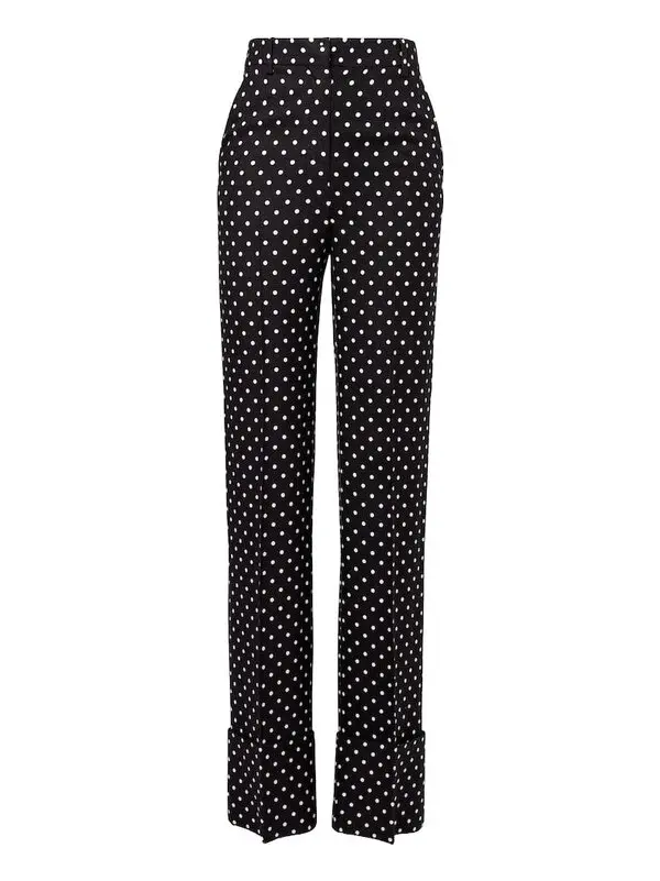 Valentino Garavani Polka-dot Straight Leg Trousers - Black