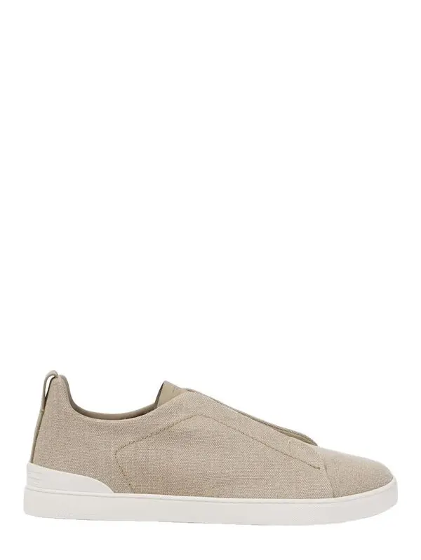 Zegna Triple Stitch Canvas Sneakers - Beige