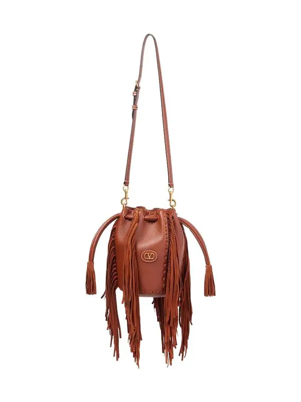 Valentino Garavani Nellcote Small Leather Bucket Bag - Brown