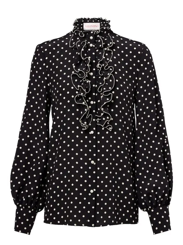 Valentino Garavani Polka-dot Silk Crêpe De Chine Blouse - Black