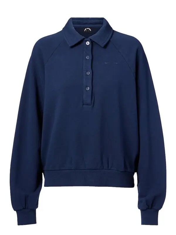 The Upside Elle Cotton Terry Polo Sweater - Blue