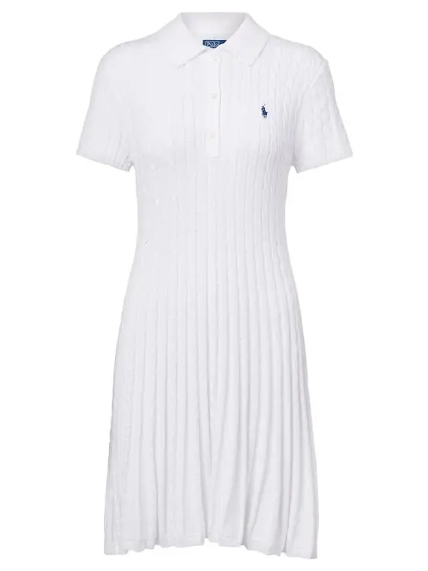 Polo Ralph Lauren Cable-knit Cotton-blend Polo Dress - White