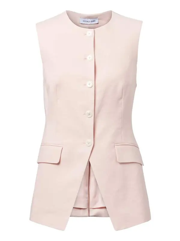 Veronica Beard Lois Linen-blend Vest - Pink