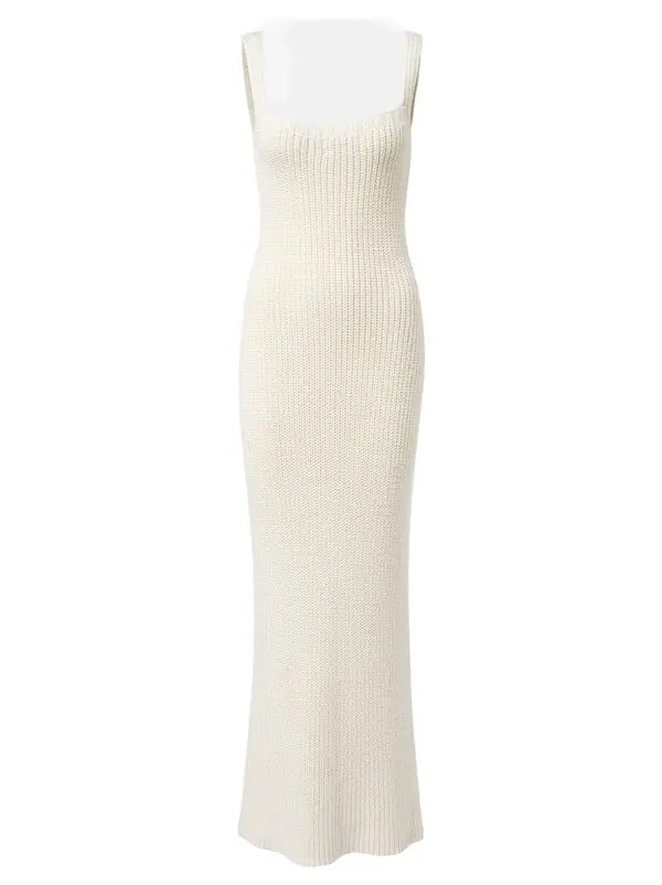 Khaite Lex Ribbed-knit Silk Maxi Dress - White
