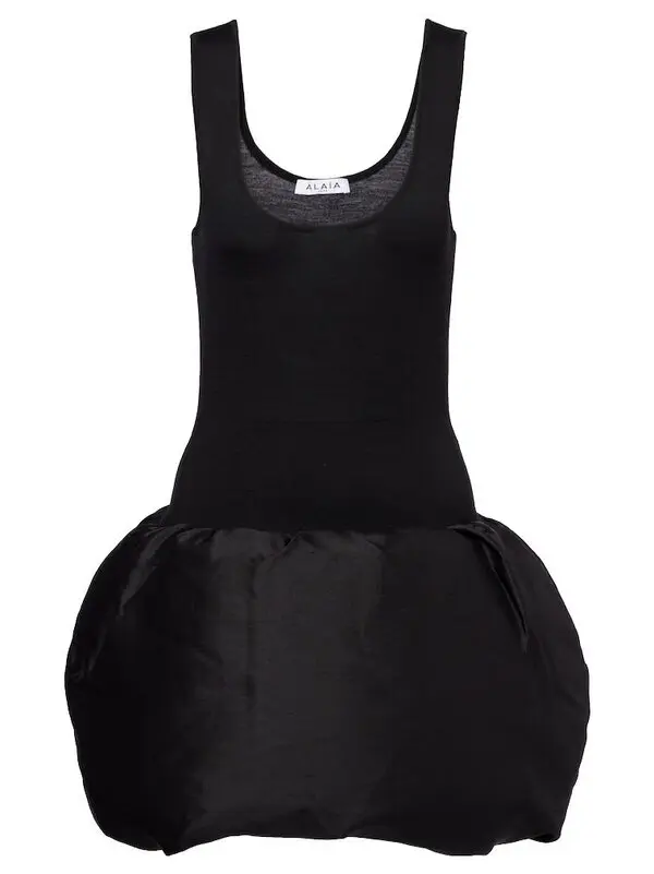 Alaïa Down-paneled Wool-blend Minidress - Black
