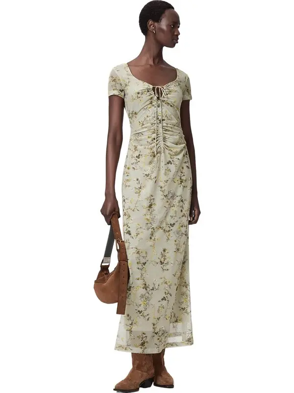 ALLSAINTS Gabby Floral Print Maxi Dress - Carmel Stem Green