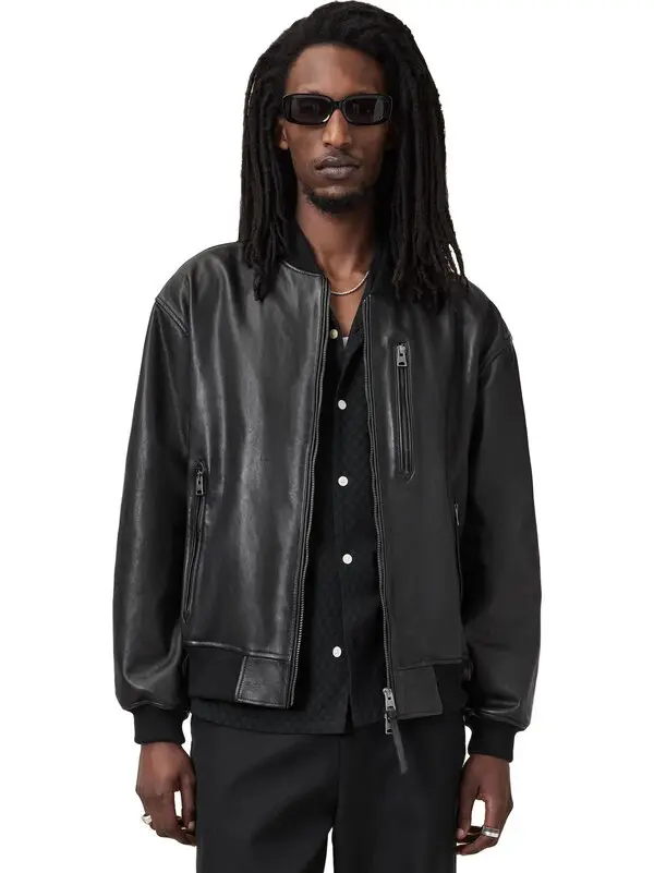 ALLSAINTS Kino Oversized Leather Bomber - Black