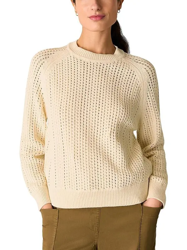 Whistles Pointelle Crewneck Knit Sweater - Ivory