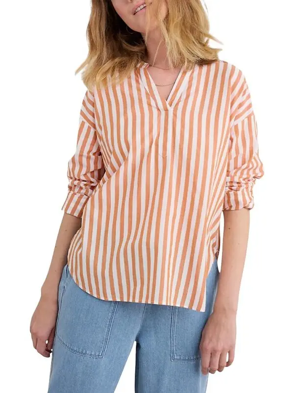 SEASALT CORNWALL Eyebright Cotton Stripe Shirt - Mini Scallion Cumin