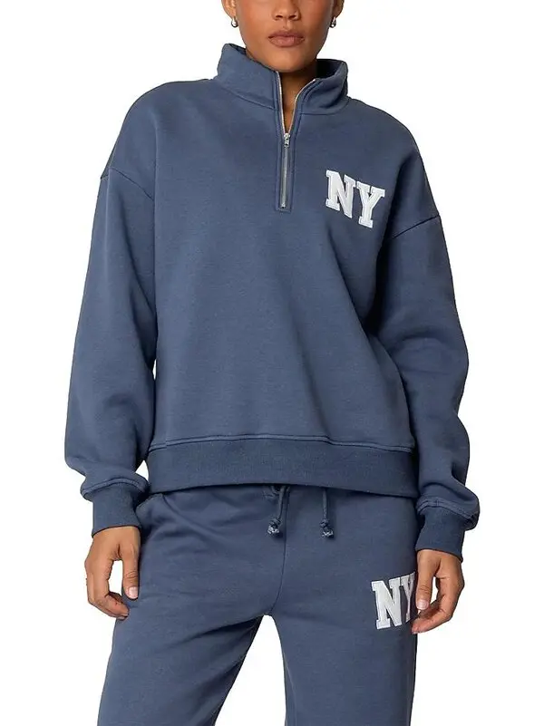 EDIKTED Ny Quarter Zip Sweatshirt - Blue