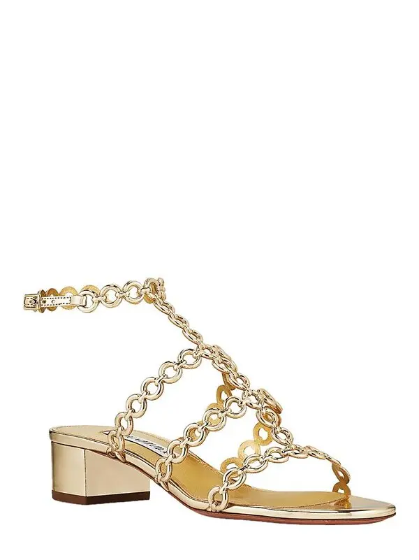 AQUAZZURA Infinity Chain Sandals - Soft Gold