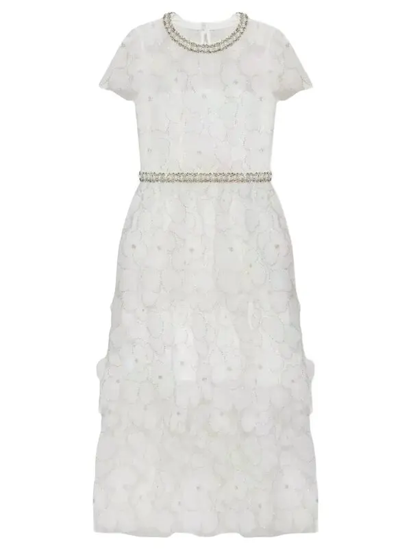 SELF-PORTRAIT Crystal-embellished Dress - White