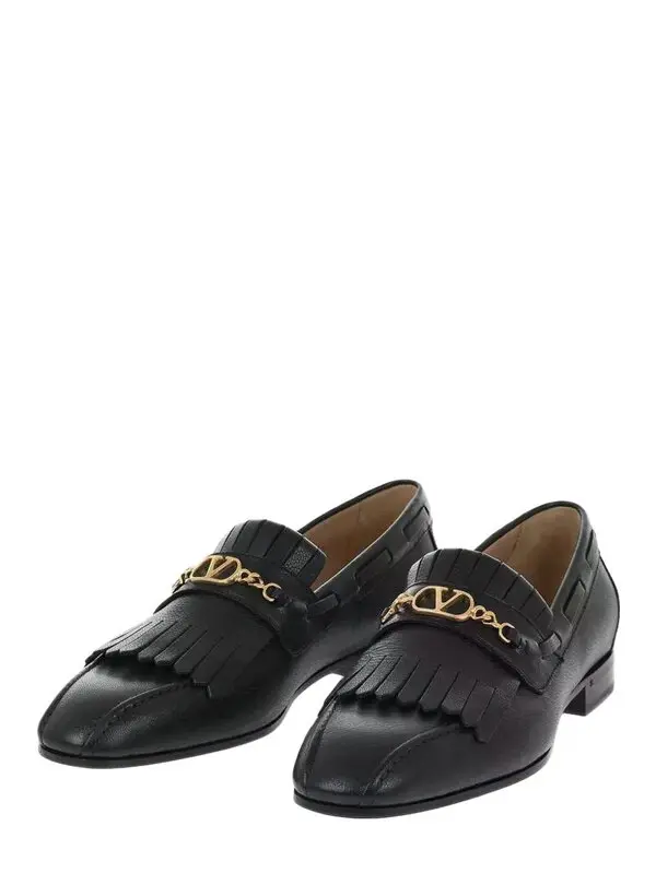 Valentino Garavani Vlogo Signature Fringed Loafers - Black