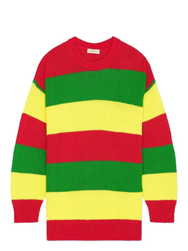 NICHOLAS DALEY Slygo Stripe Crew Neck Sweater - Red  Green  & Yellow