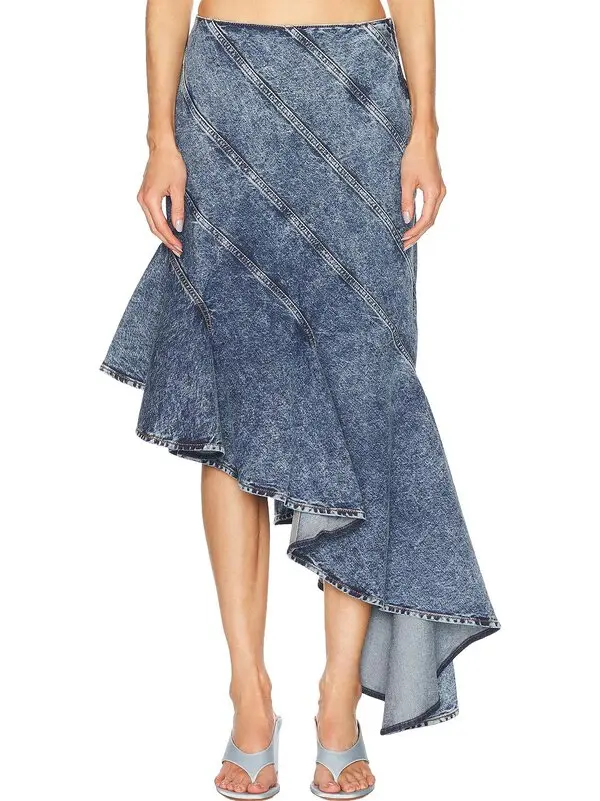 Alaïa Spiral Denim Skirt - Bleu Neige