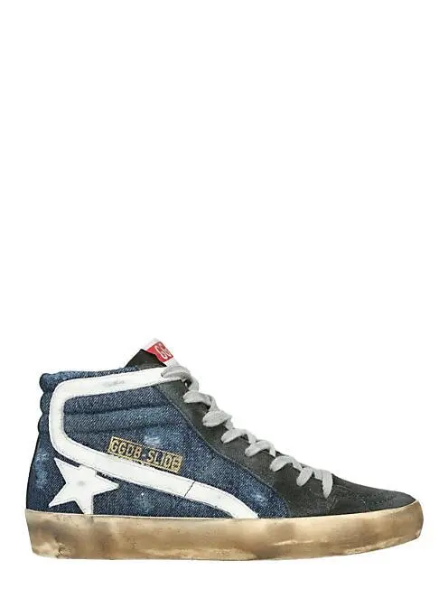 GOLDEN GOOSE Slide Denim High-top Trainers - Blue/drk.c