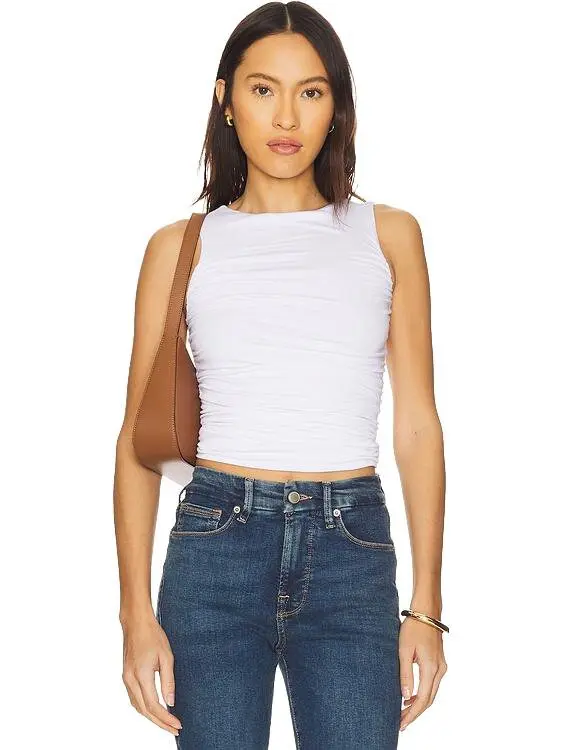 Good American Ruched Tank Top - White001